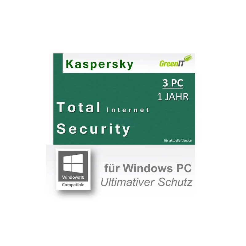 Kaspersky Total Internet Security for Windows 3 PCs Vollversion Green